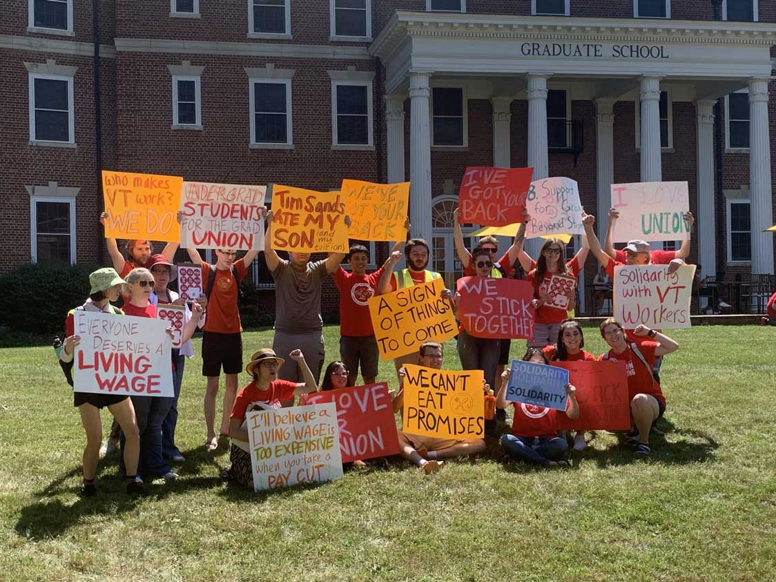 Graduates and faculty rally on Virginia Tech campus, announce two new ...